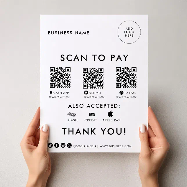 Modern Simple Formal Elegant QR Scan to Pay Sign | Zazzle