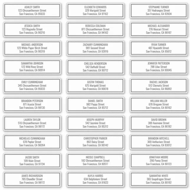 Modern Simple Frame Wedding Guest Names Address Sticker | Zazzle