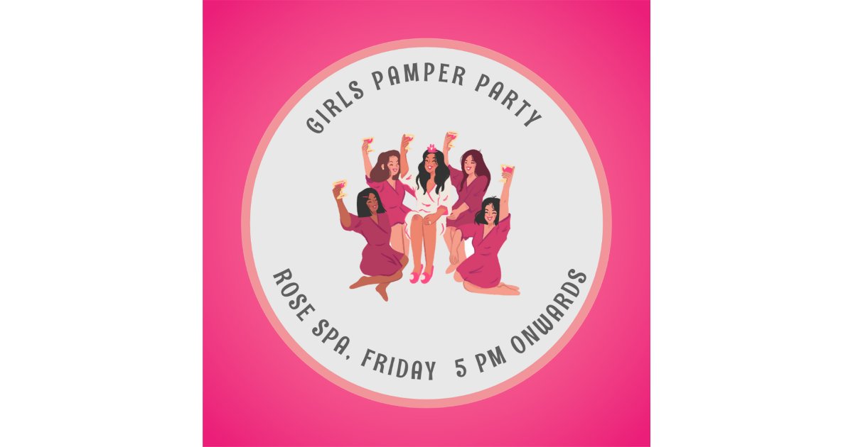 Modern simple girls pamper party classic round sticker | Zazzle