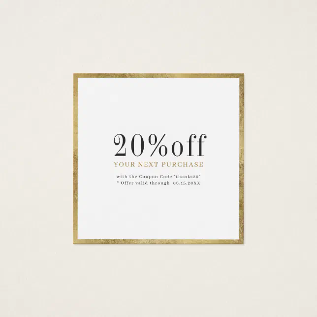 Modern simple gold border business discount card | Zazzle