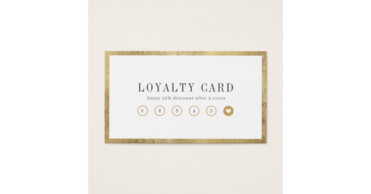 Modern simple gold border business loyalty card | Zazzle