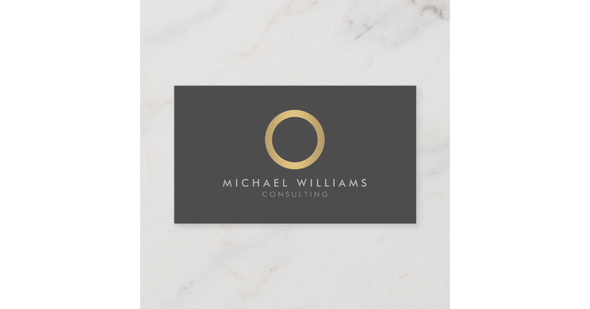 Modern Simple Gold Circle Gray Business Card | Zazzle