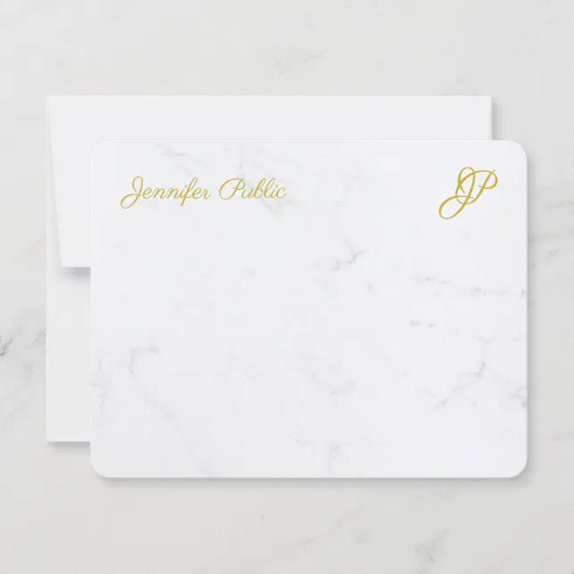 Modern Simple Gold Script Personalized Stationery Note Card | Zazzle