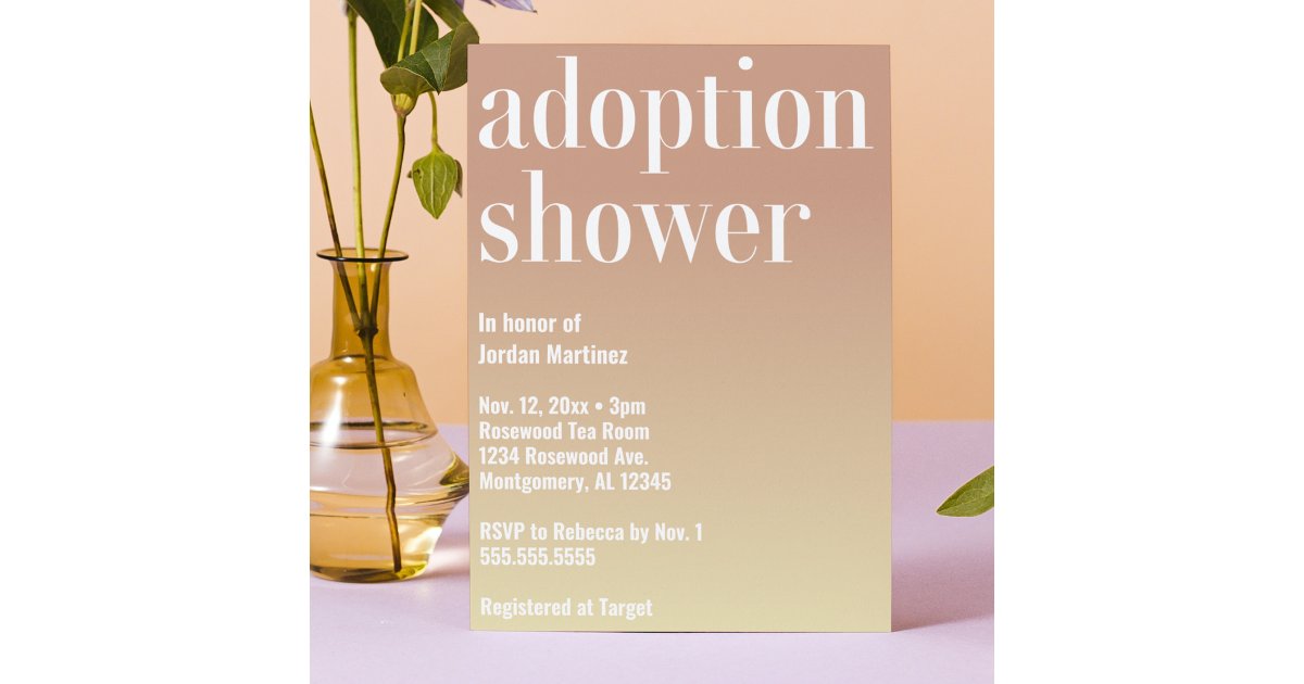 Modern Simple Gradient Adoption Baby/Child Shower Invitation | Zazzle