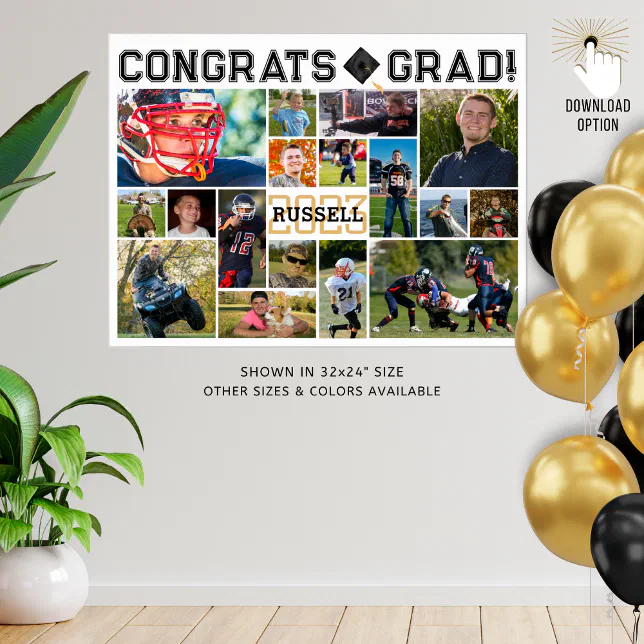 Modern Simple Graduate 17 Photo Collage Poster | Zazzle