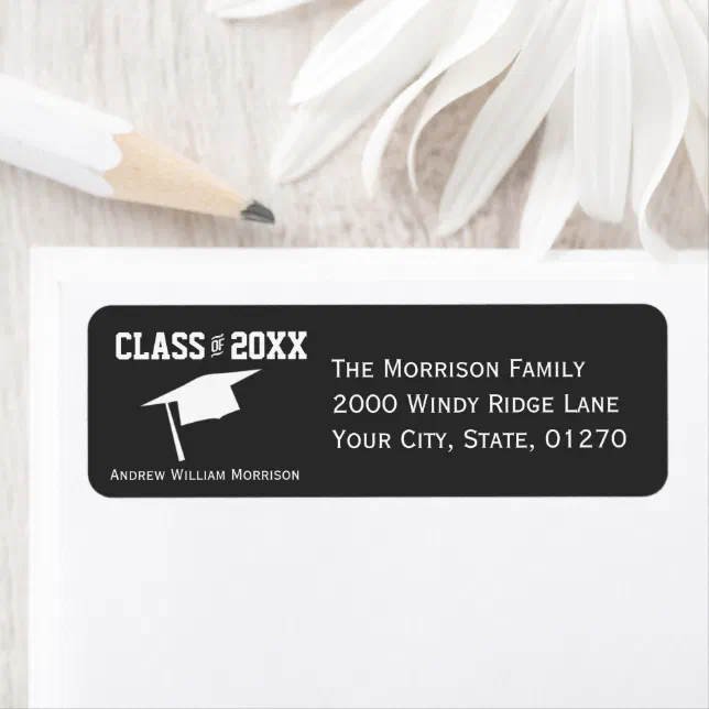 Modern Simple Gray Graduation Cap Class of 20XX Label | Zazzle