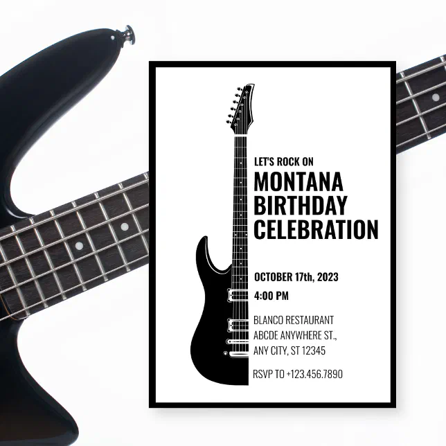 Modern simple guitar invitation | Zazzle