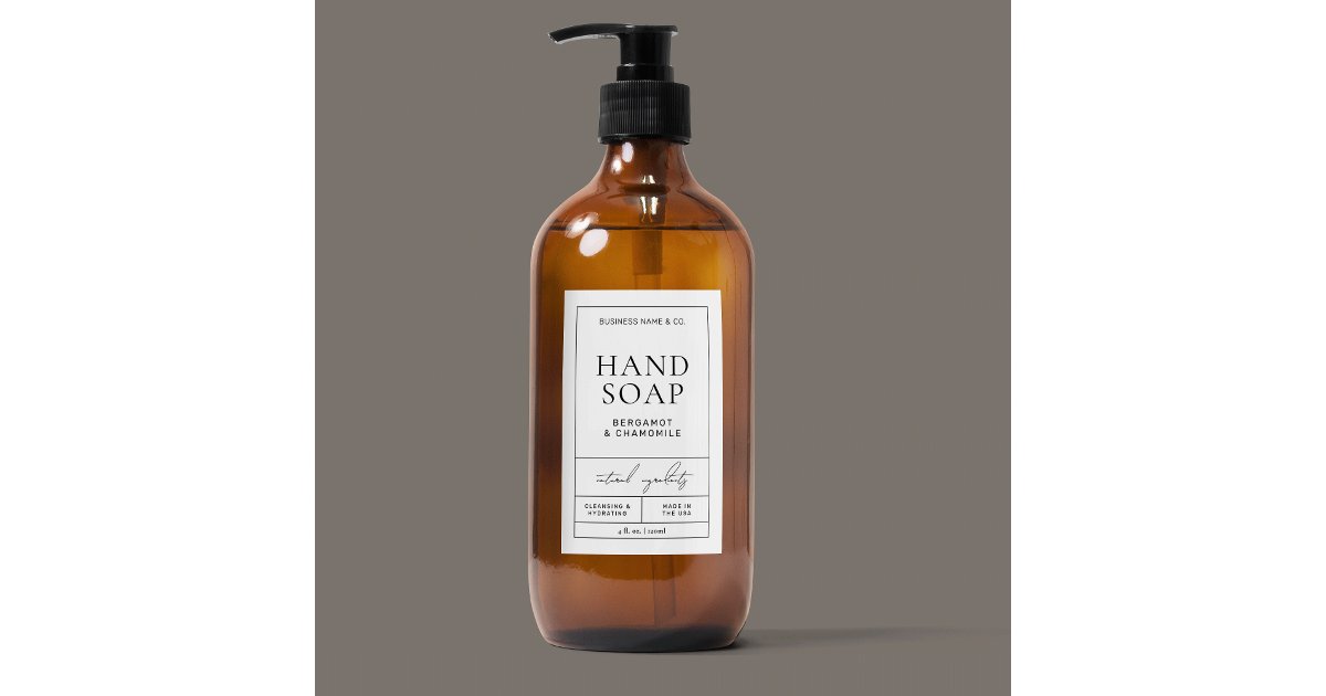 Modern Simple Hand Soap Body Wash Waterproof Label | Zazzle