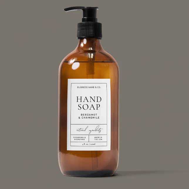 Modern Simple Hand Soap Body Wash Waterproof Label | Zazzle