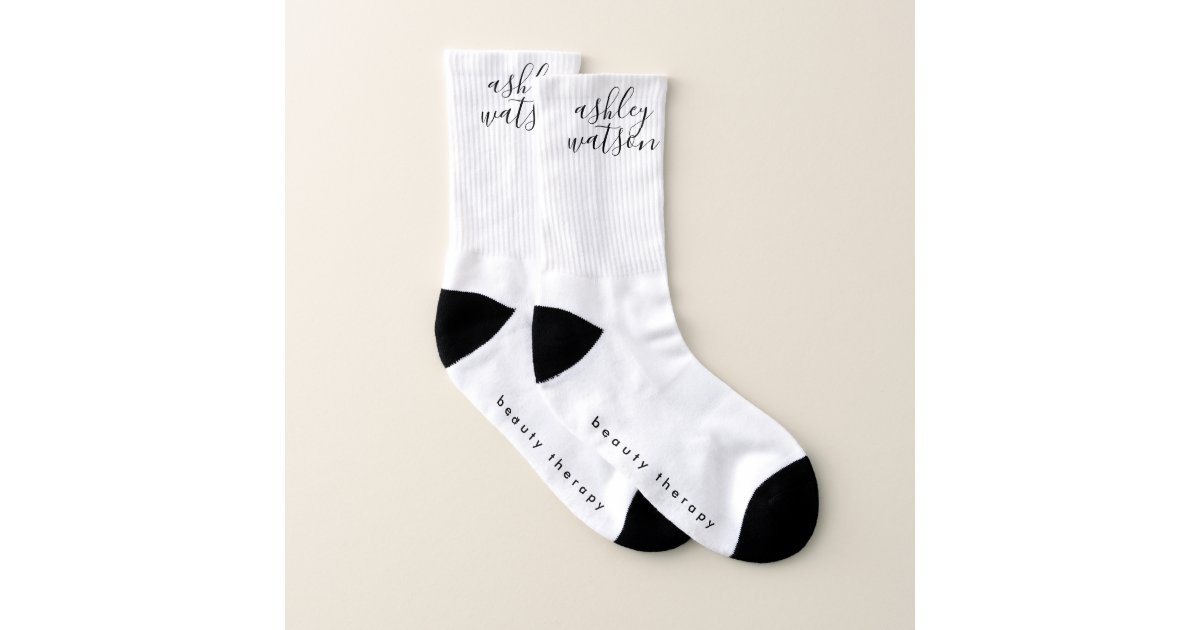 Modern Simple Handwritten Calligraphy Plain White Socks | Zazzle