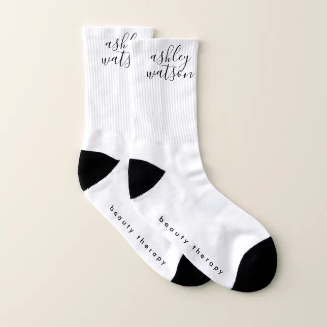 Modern Simple Handwritten Calligraphy Plain White Socks | Zazzle