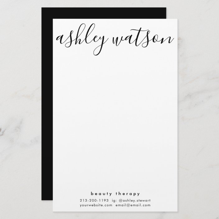 Modern Simple Handwritten Calligraphy Plain White Stationery | Zazzle.com