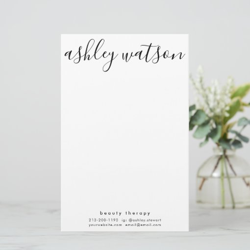 Modern Simple Handwritten Calligraphy Plain White Stationery | Zazzle