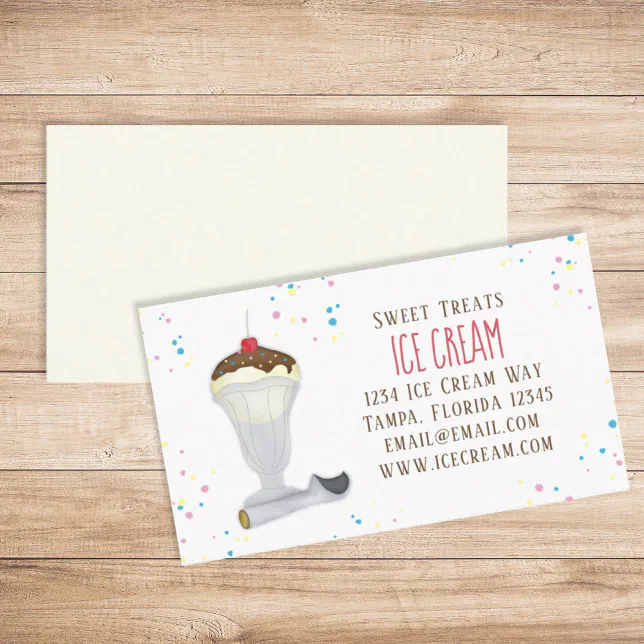 Modern Simple Ice Cream Shop Minimalist Vanilla Business Card | Zazzle