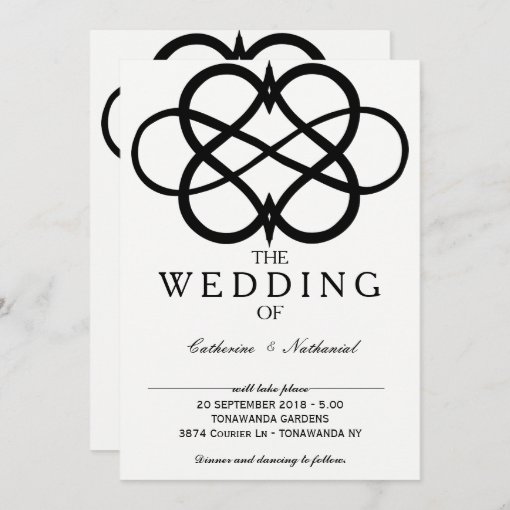 Modern Simple Infinity Heart Wedding Invitation | Zazzle