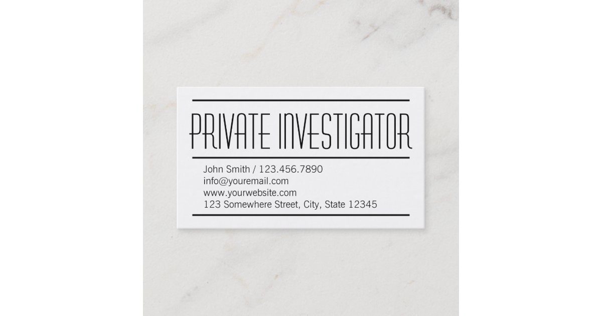 Modern Simple Investigator Business Card | Zazzle