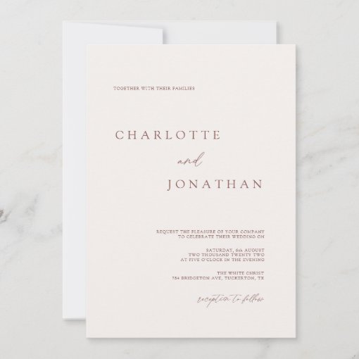 Modern Simple Ivory Taupe Photo Wedding Invitation | Zazzle