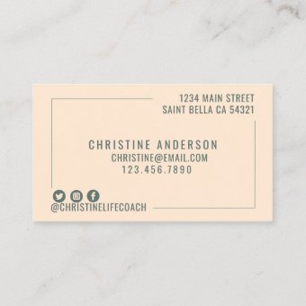 Modern Simple Life Coach Personal Trainer | Green Business Card | Zazzle