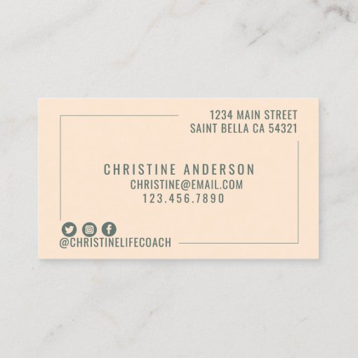 Modern Simple Life Coach Personal Trainer | Green Business Card | Zazzle