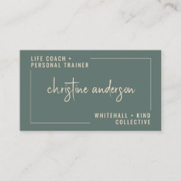 Modern Simple Life Coach Personal Trainer | Green Business Card | Zazzle