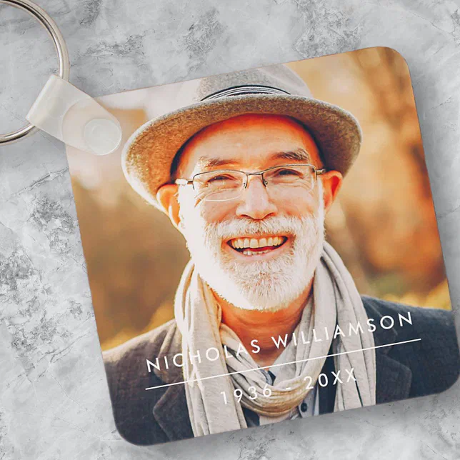 Modern Simple Memorial Remembrance Custom Photo Keychain | Zazzle