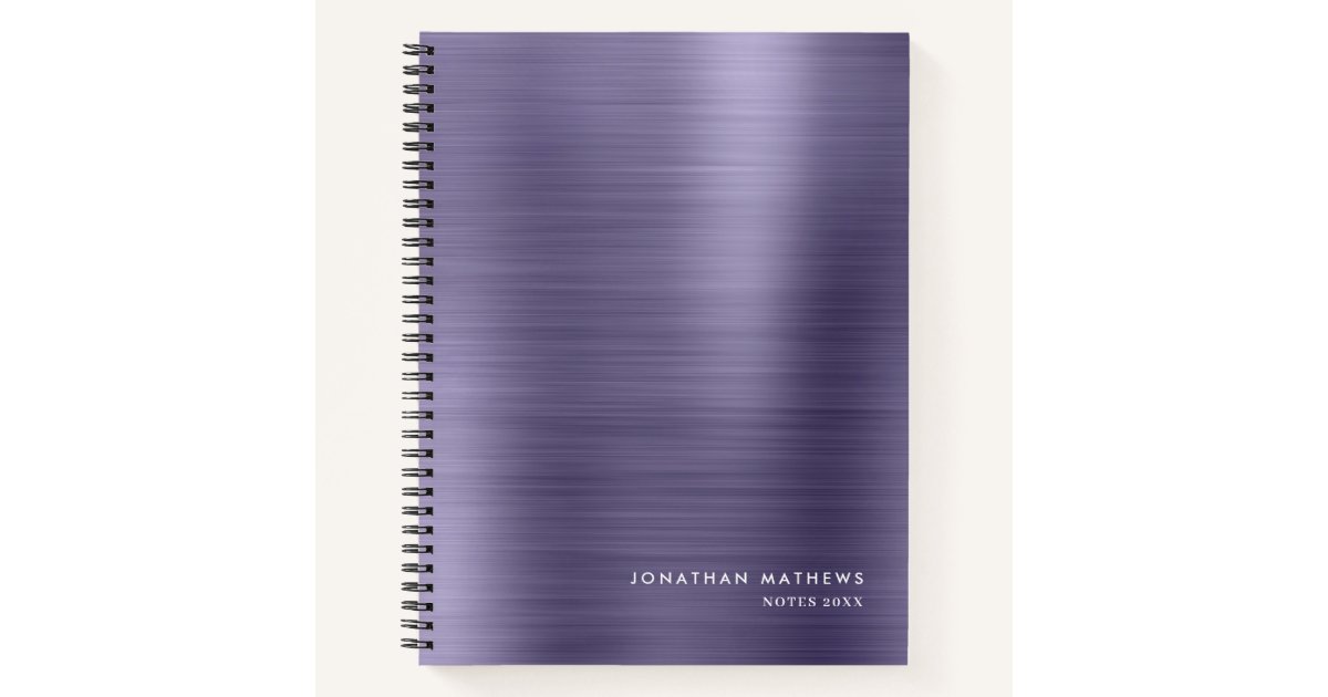 Modern Simple Metallic Brushed Midnight Purple Notebook | Zazzle