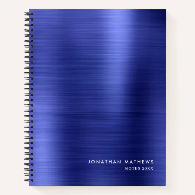Modern Simple Metallic Brushed Royal Blue Notebook | Zazzle