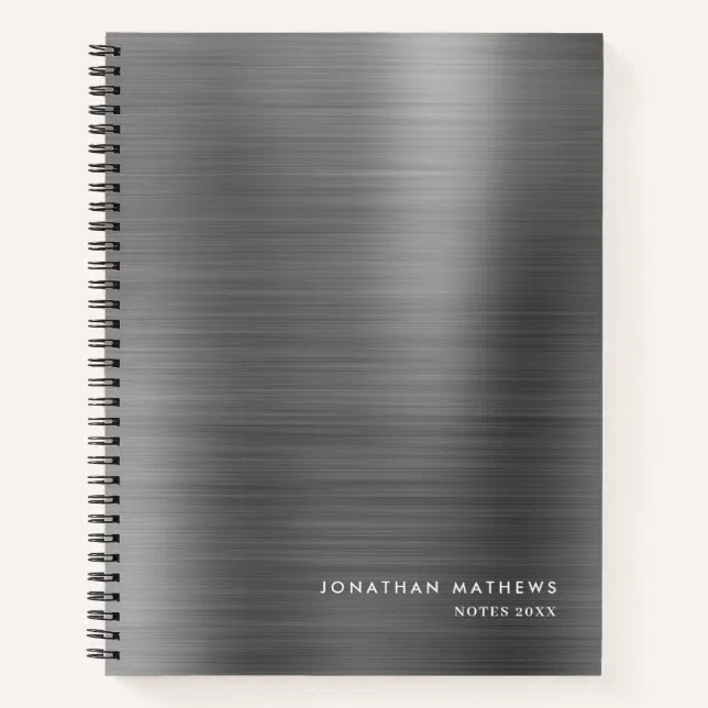 Modern Simple Metallic Brushed Silver Gray Notebook | Zazzle