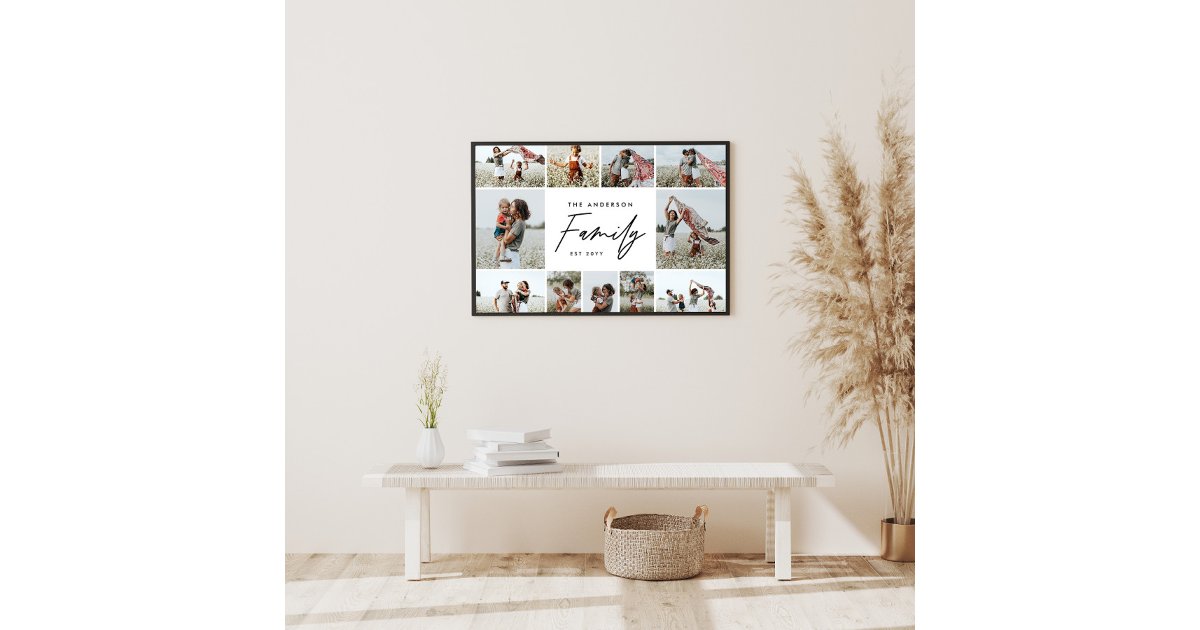 modern simple minimal multi photo family gift poster | Zazzle
