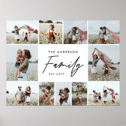 modern simple minimal multi photo family gift poster | Zazzle