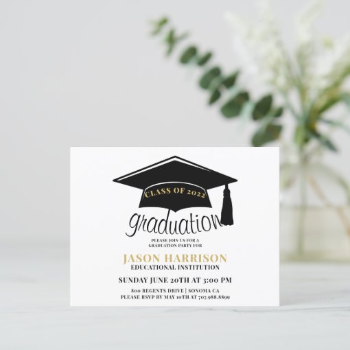 Modern Simple Minimalist 2022 Graduation Party Invitation Postcard | Zazzle