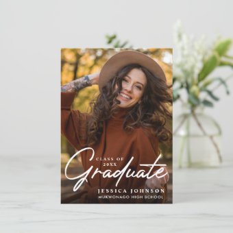 Modern Simple Minimalist 2 PHOTO Graduation Party Invitation | Zazzle