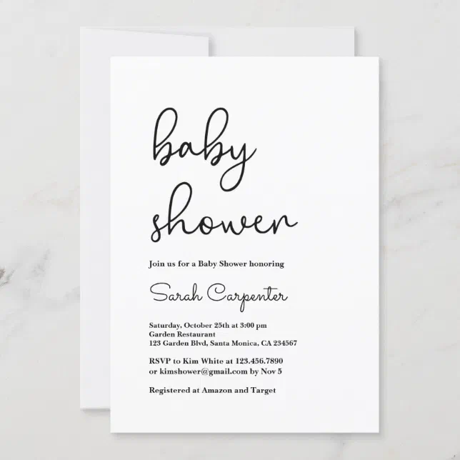 Modern Simple Minimalist Baby Shower Invitation | Zazzle
