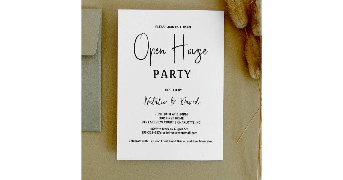 Modern Simple Minimalist Black & White Open House Invitation | Zazzle