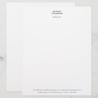 Modern Simple Minimalist Business Corporate Letterhead | Zazzle