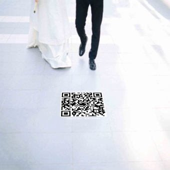 Modern simple minimalist business qr code branding floor decals | Zazzle
