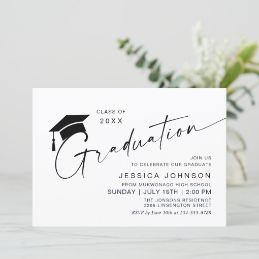 Modern Simple Minimalist Graduation Party Invitation | Zazzle