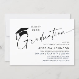 Modern Simple Minimalist Graduation Party Invitation | Zazzle