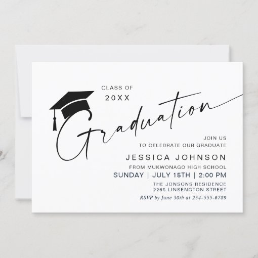 Modern Simple Minimalist Graduation Party Invitation | Zazzle