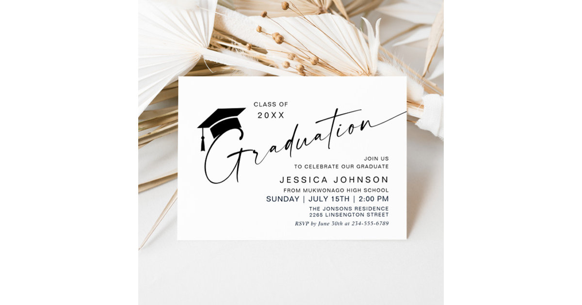 Modern Simple Minimalist Graduation Party Invitation | Zazzle