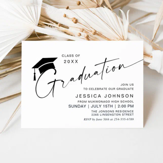 Modern Simple Minimalist Graduation Party Invitation | Zazzle