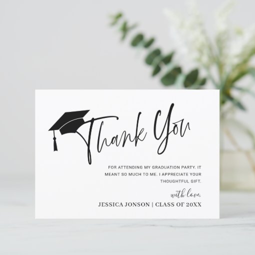 Modern Simple Minimalist Graduation Thank You Card | Zazzle