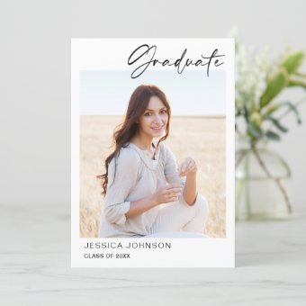 Modern Simple Minimalist PHOTO Graduation Party Invitation | Zazzle