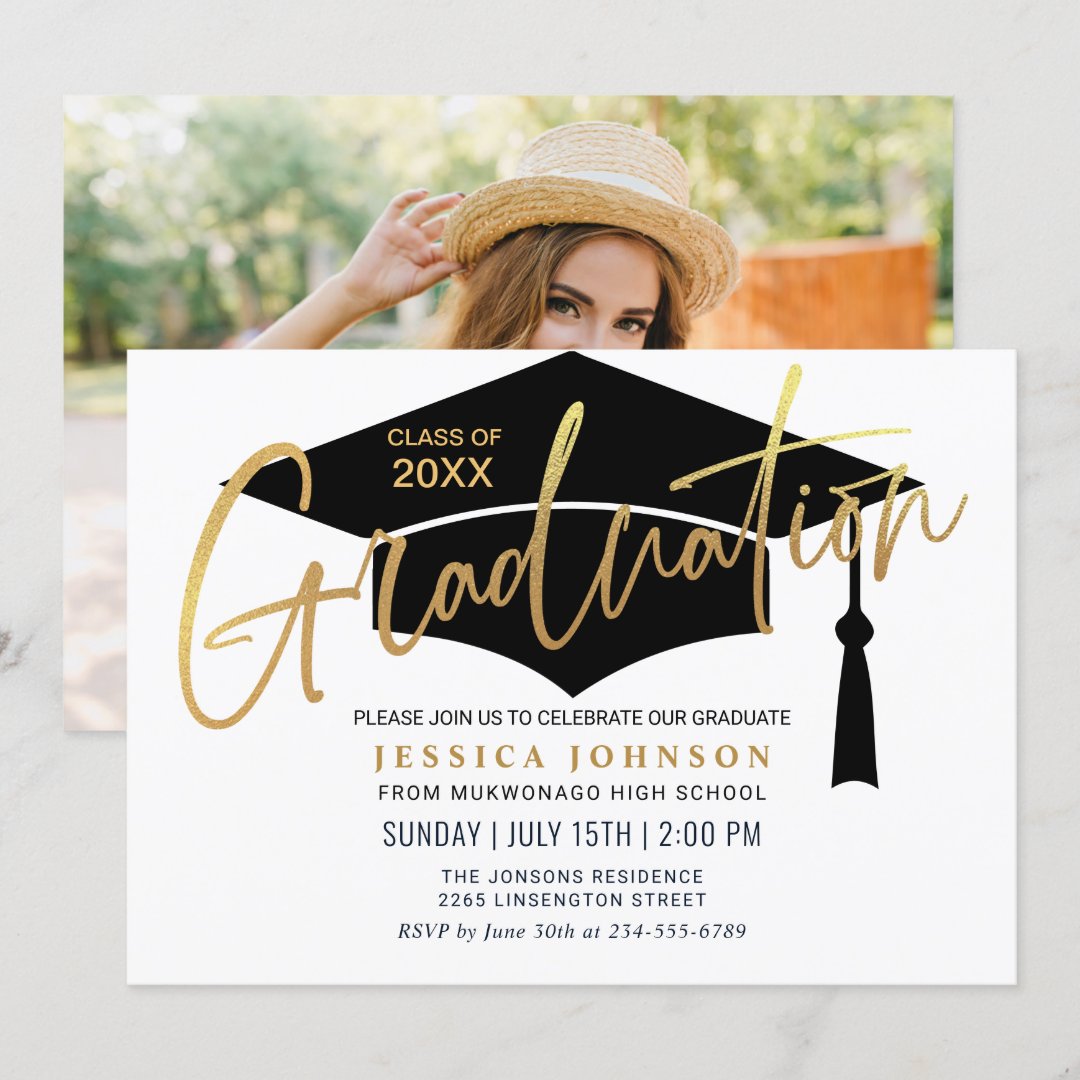 Modern Simple Minimalist PHOTO Graduation Party Invitation | Zazzle