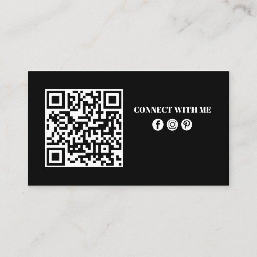 Modern Simple Minimalist QR Code Social Media Business Card | Zazzle