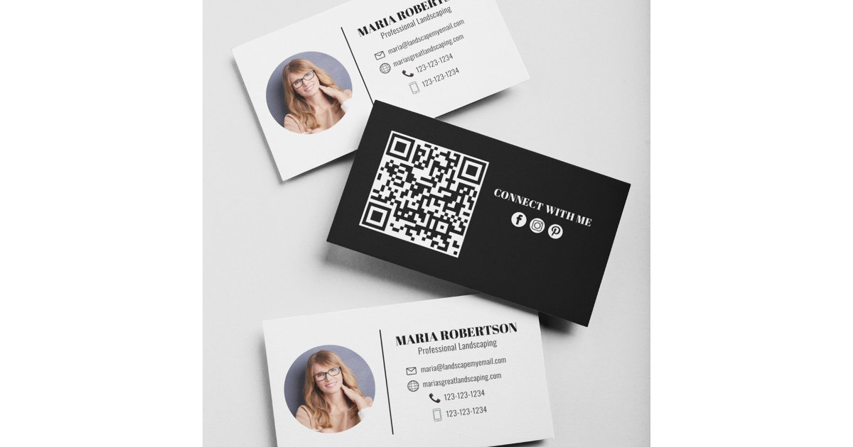 Modern Simple Minimalist QR Code Social Media Business Card | Zazzle