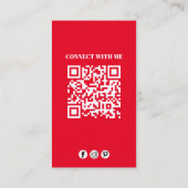 Modern Simple Minimalist QR Code Social Media Red Business Card | Zazzle
