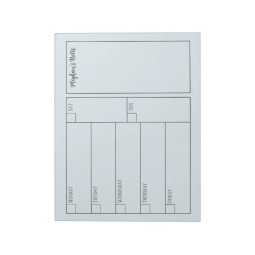 Modern Simple Minimalist Weekly Planner Calendar Notepad | Zazzle