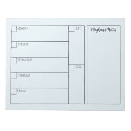 Modern Simple Minimalist Weekly Planner Calendar Notepad | Zazzle