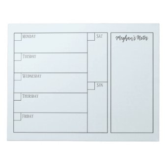 Modern Simple Minimalist Weekly Planner Calendar Notepad | Zazzle